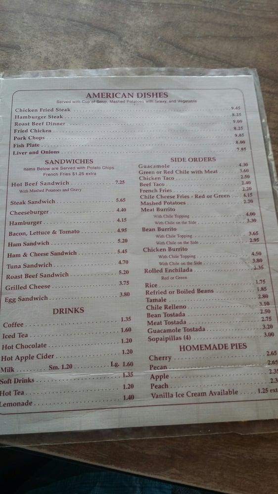 Menu at Nancy's Silver Cafe, Silver City