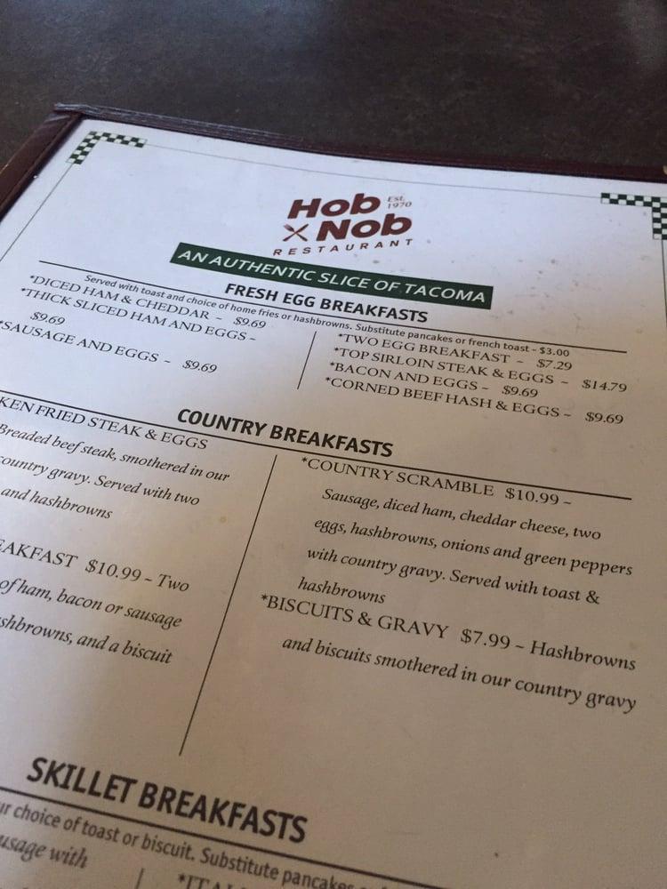 Menu at Hob Nob Restaurant, Tacoma