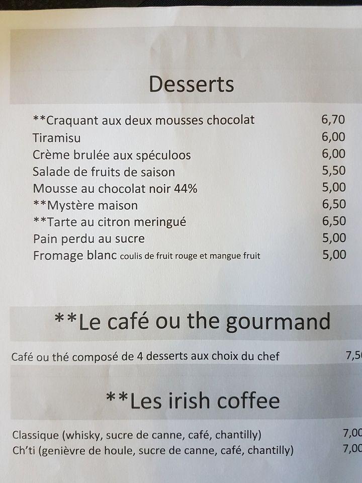 Menu au La Grange du Ch'ti restaurant, Auchel
