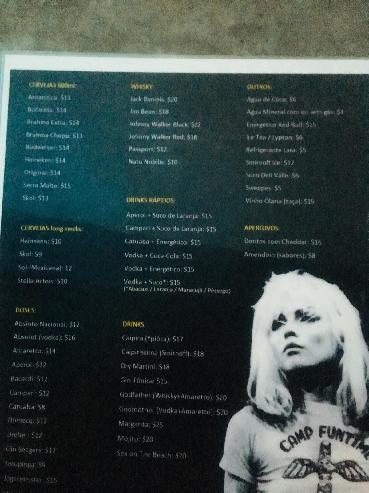 Menu at Pulp Bar, Curitiba