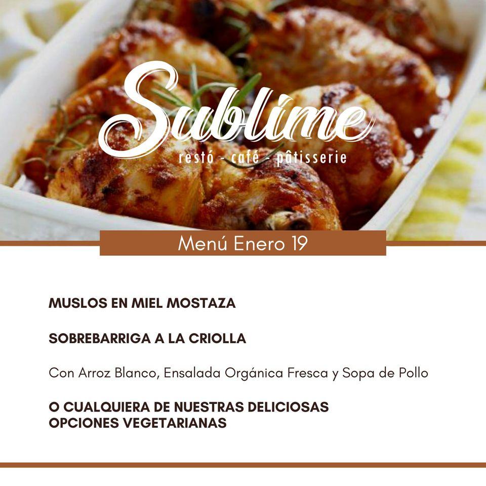 Menu at SUBLIME Santa Elena restaurant, Santa Elena