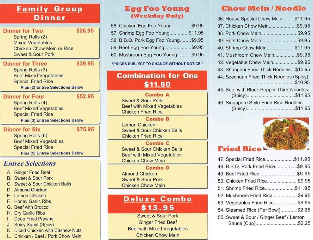 Menu at Sea Wok restaurant, Campbell River