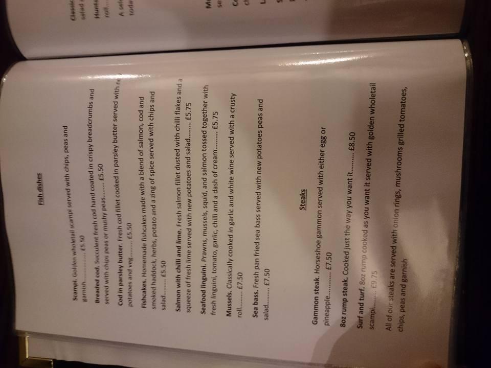 Menu at Queens Head pub & bar, Elmesthorpe