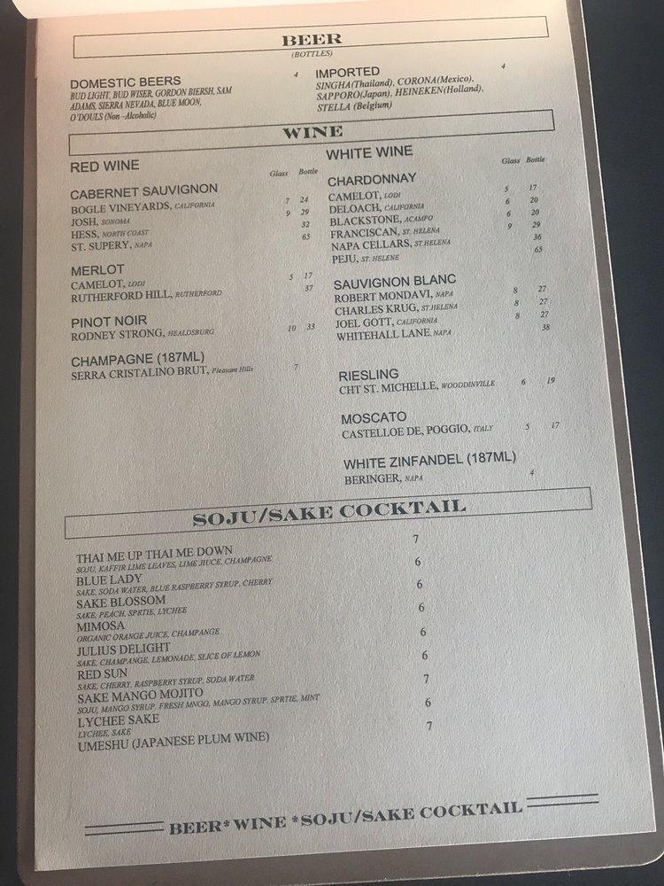 Menu at Rice Barn Thai Eatery and Wine Bar, Vacaville