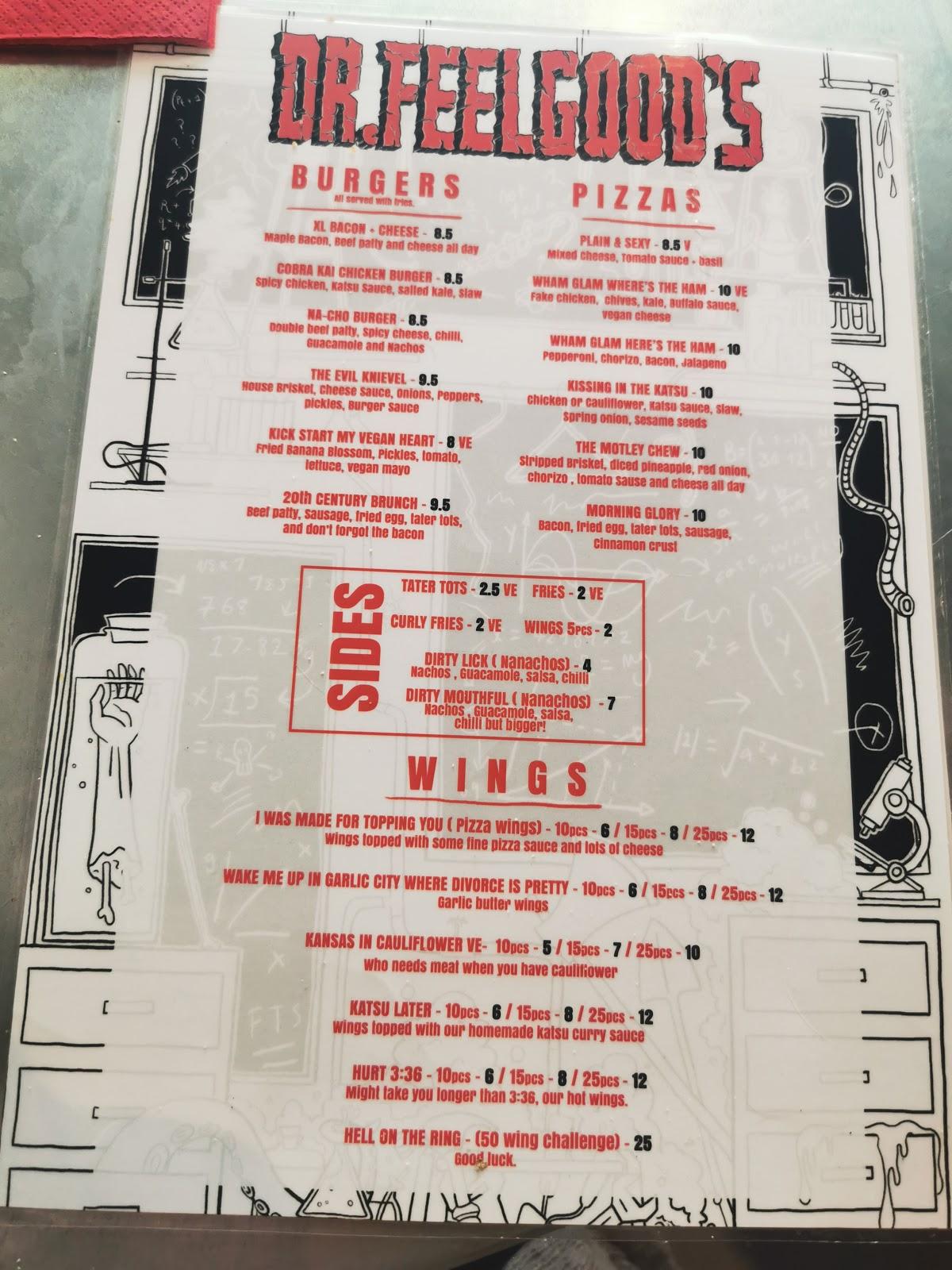 Menu at Doctor Feelgood pub & bar, Stockport