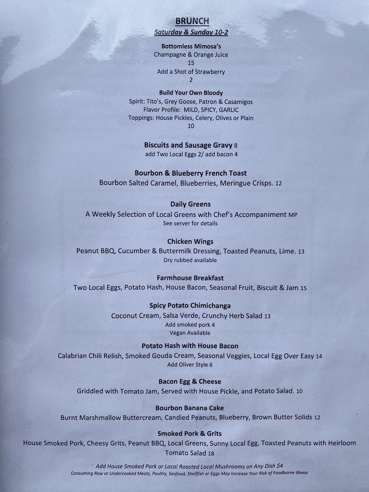 Menu at ELIXIR Downtown pub & bar, Lexington
