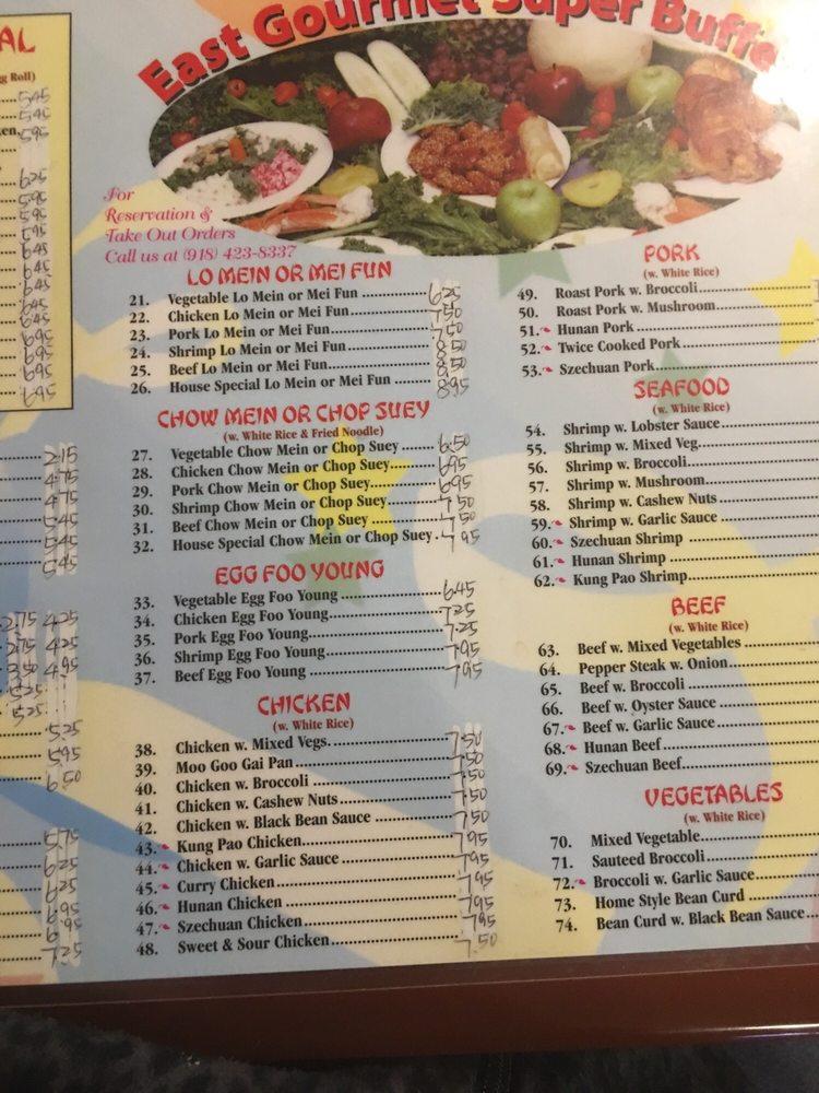 Menu at East Gourmet Restaurant, McAlester