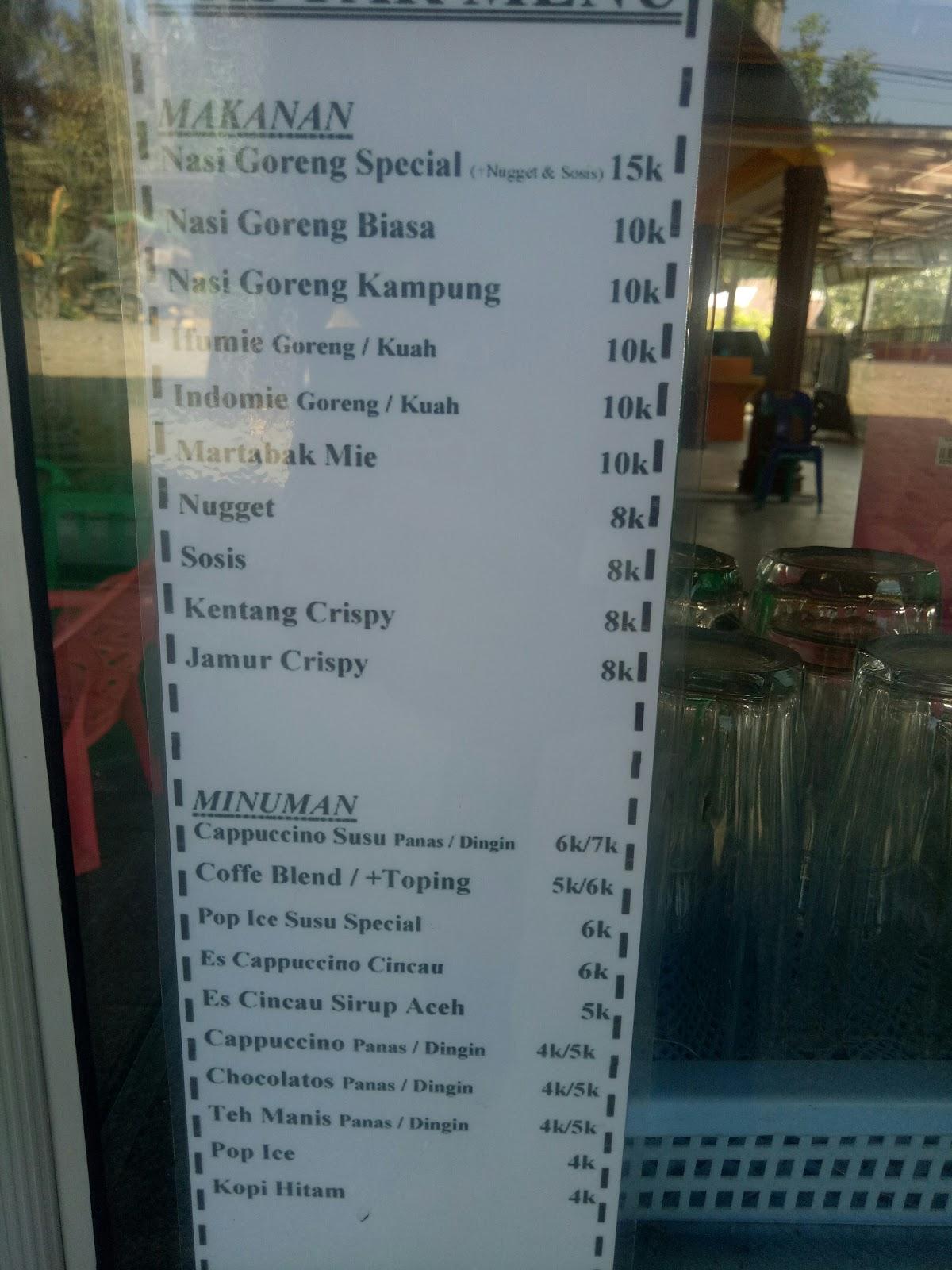 Menu at Tanjung Rehat Cafe, Tanjungpura