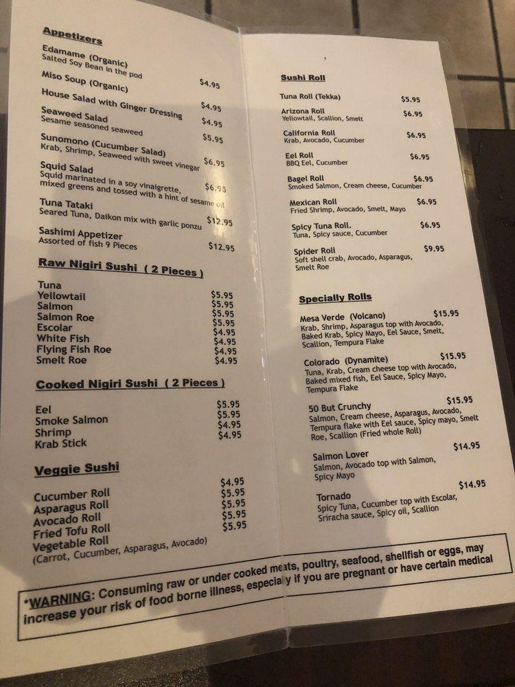 Menu at Thai Cortez restaurant, Cortez