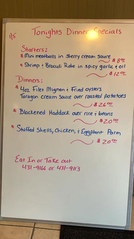 Menu at Bella Michael's Restaurant, Oneonta