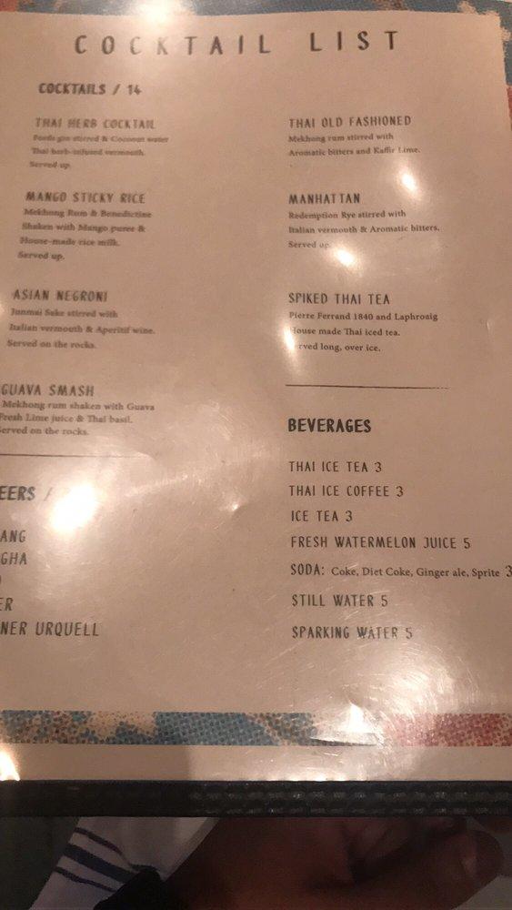 Menu at Fish Cheeks restaurant, New York City, 55 Bond St