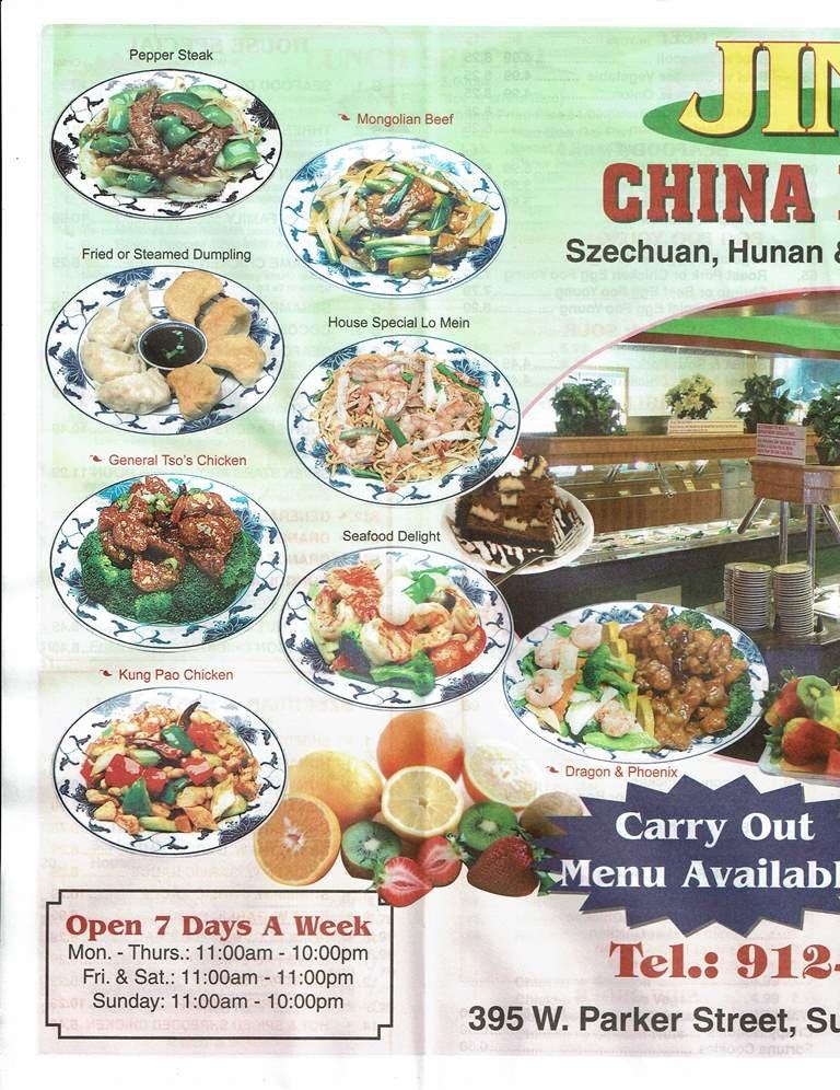 Menu at Jin's Chinese Buffet & Takeout restaurant, Baxley