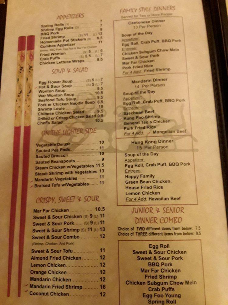 Menu at Tai's Dynasty Restaurant, North Bend