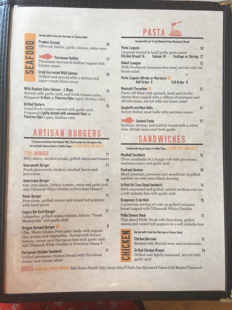 Menu at 1285 Restobar, Florence