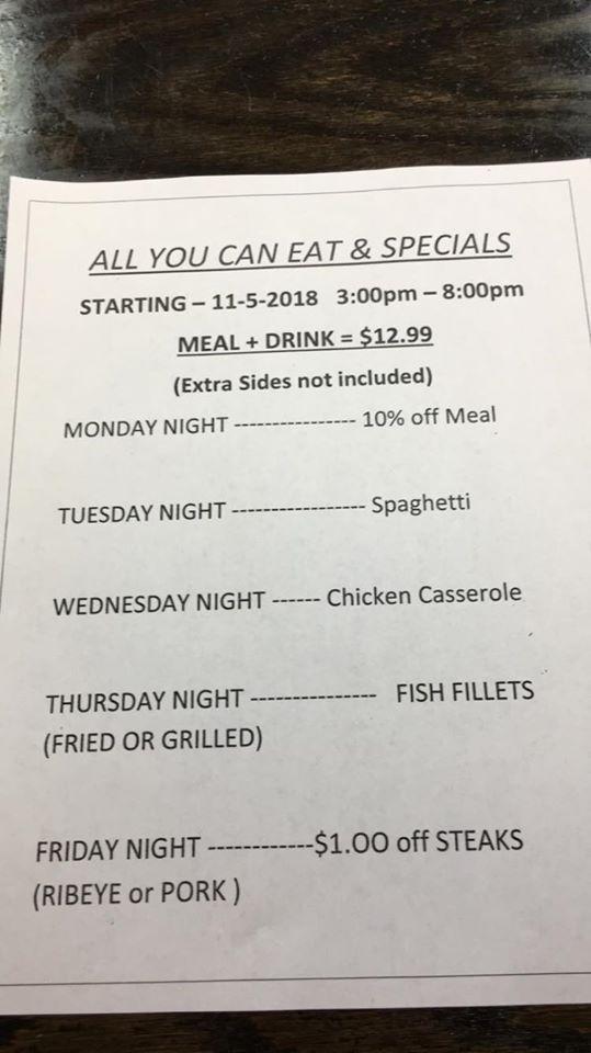 Menu at Buddy's BBQ, Talladega