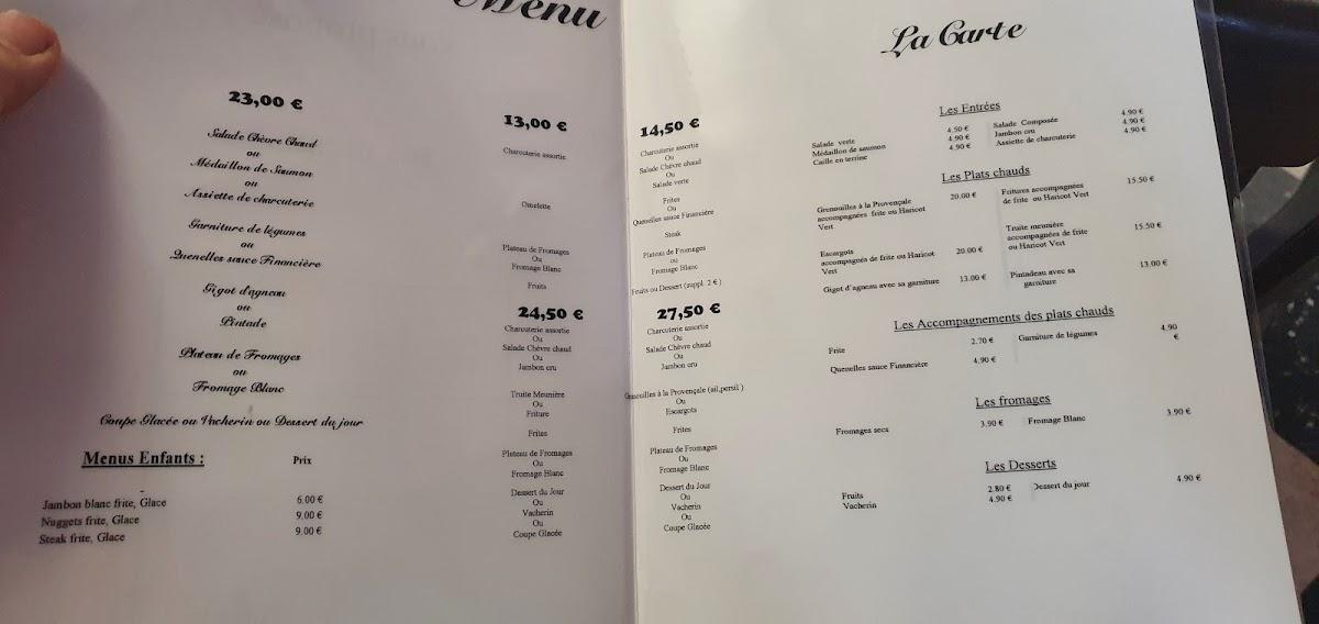 Menu au Restaurant Chez Mathilde, Roche