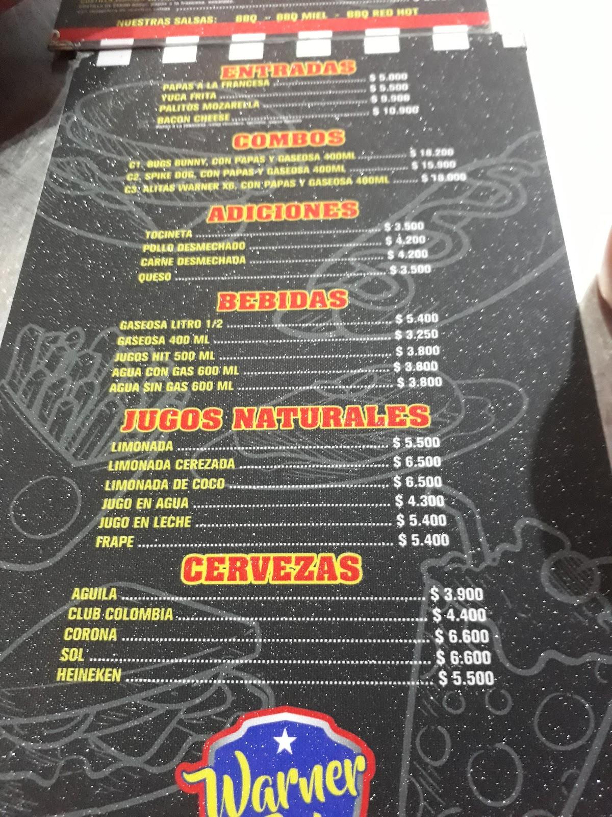 Menu at Warner Foods restaurant, Cali, Av. Circunvalar ##55b141