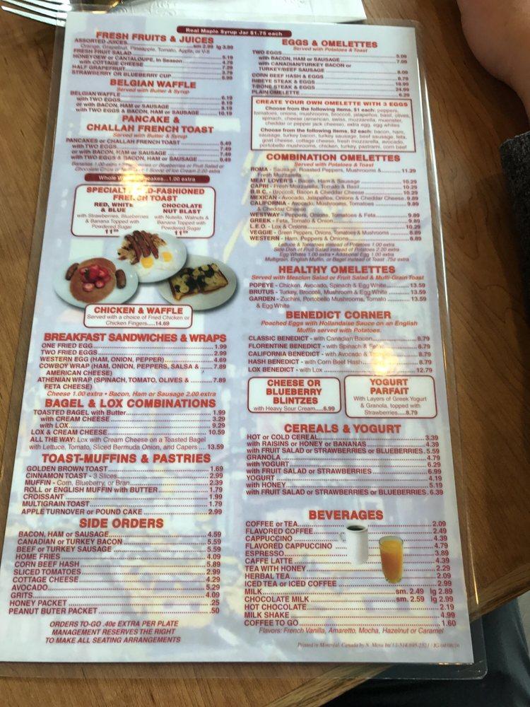 Menu at Westway Diner restaurant, West New York