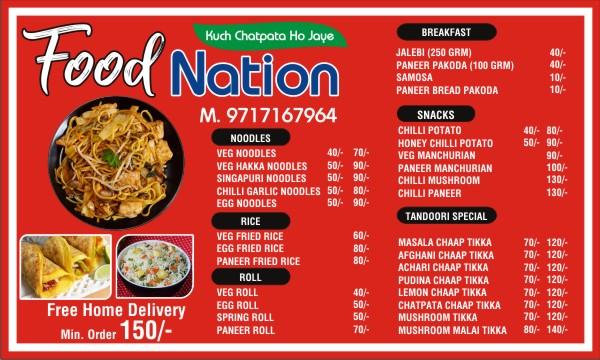 Menu at Food Nation, Greater Noida
