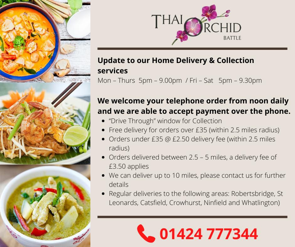 Menu at Thai Orchid restaurant, Battle