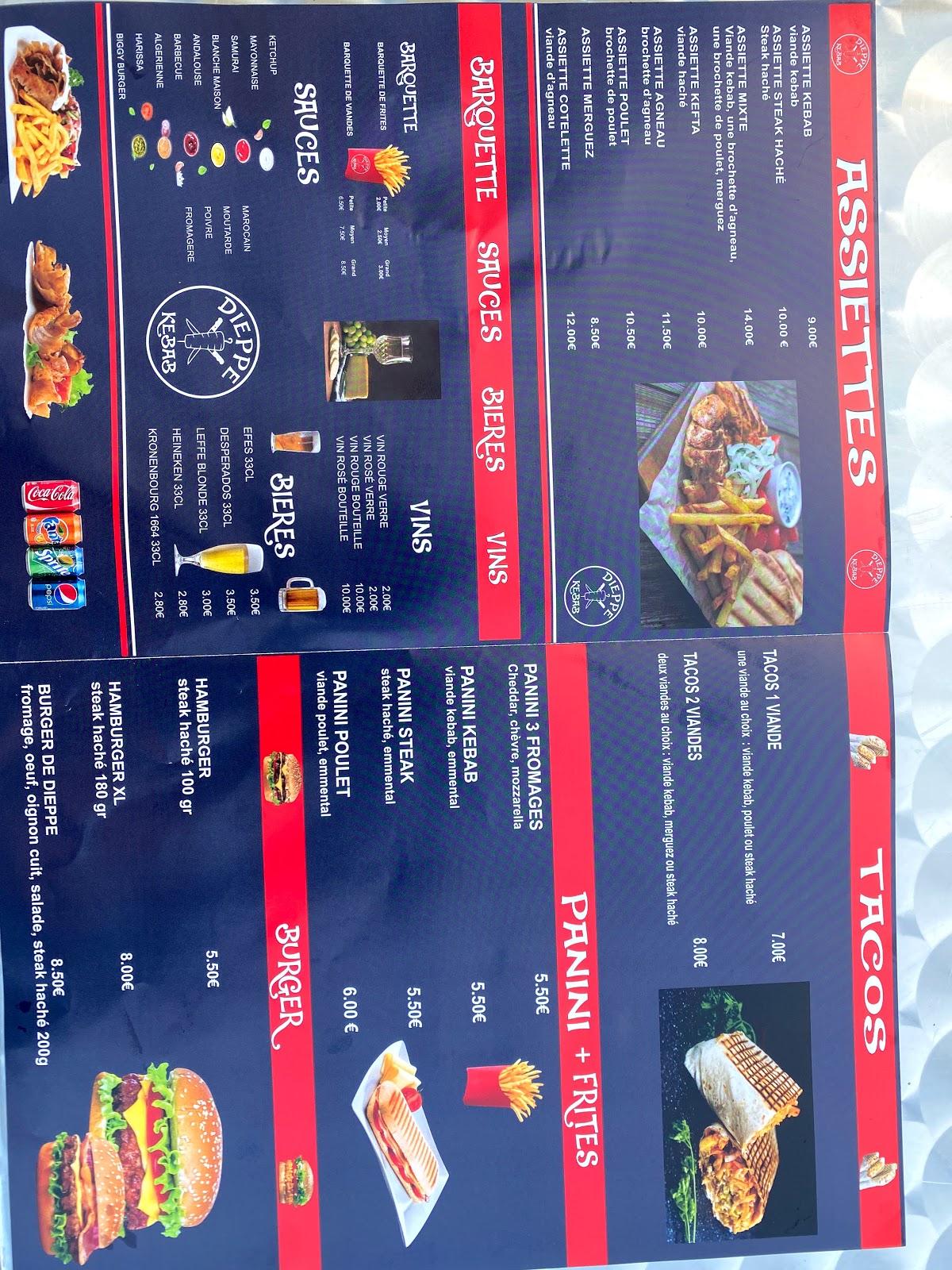 Menu au Dieppe Kebab, Dieppe