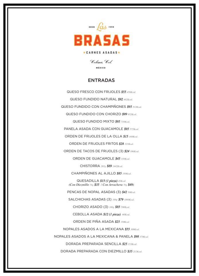 Carta de barbacoa Las Brasas, Colima