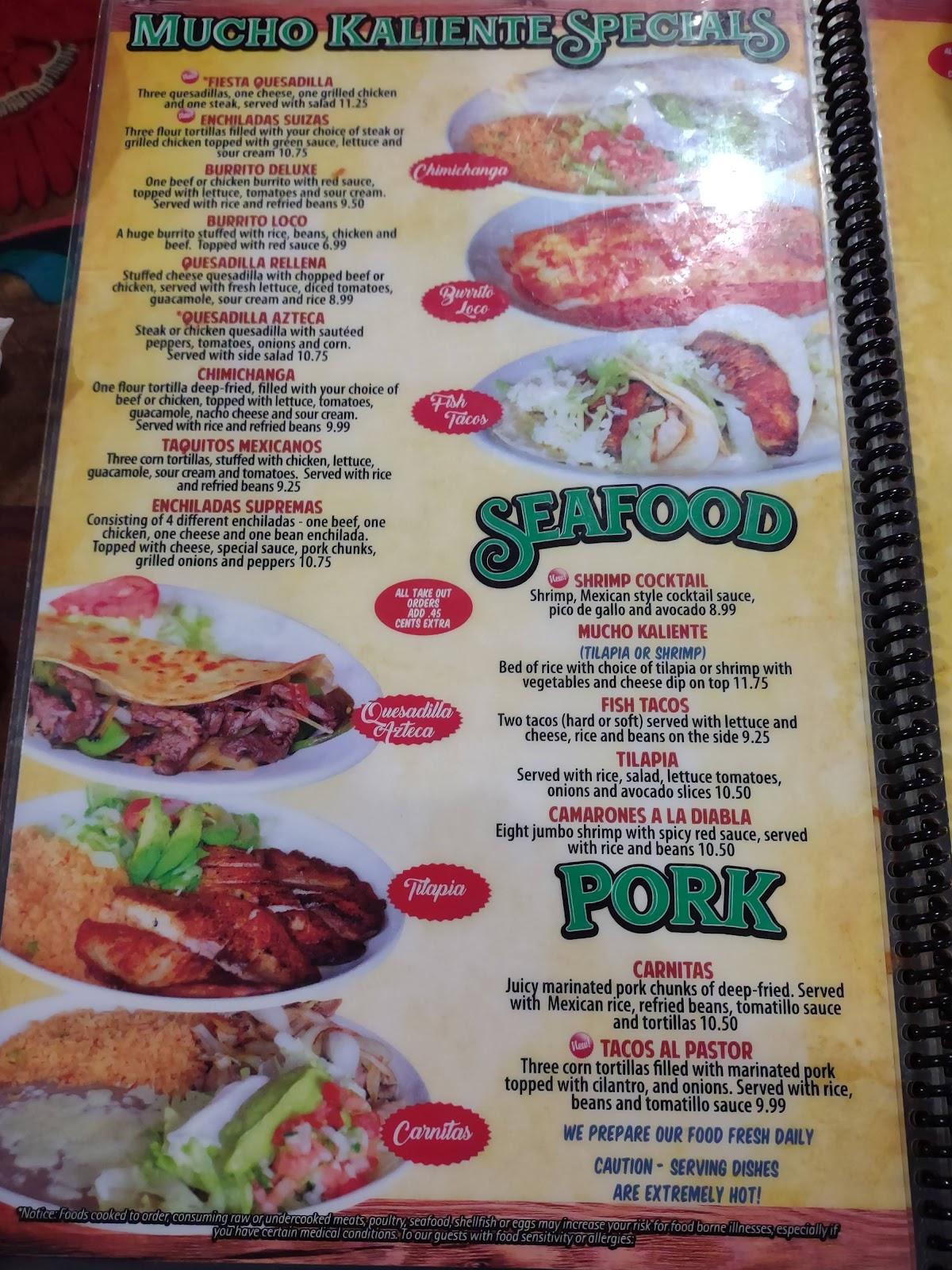 Menu at Mucho Kaliente Mexican Restaurant, East Ellijay