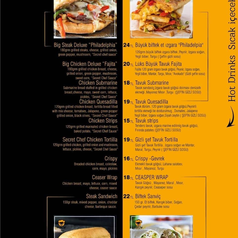 Menu at Secret Chef-GizliŞef, Istanbul