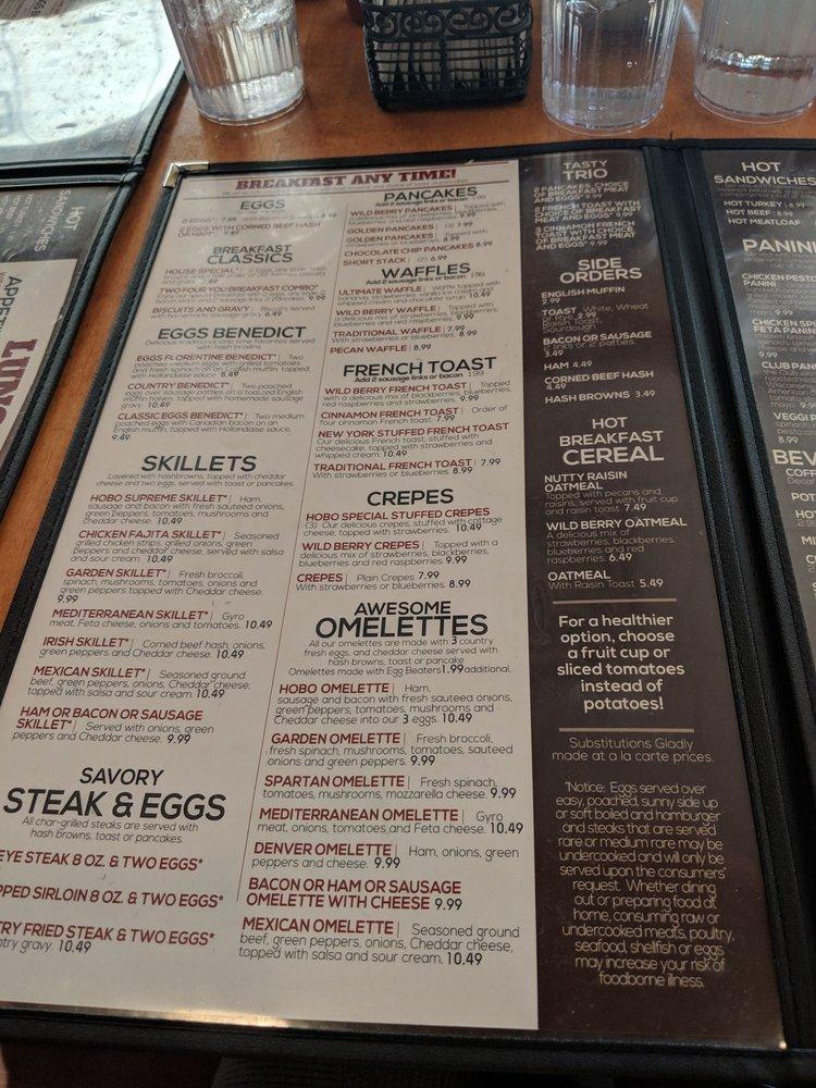 Menu at Sir Hobo’s restaurant, Sun Prairie