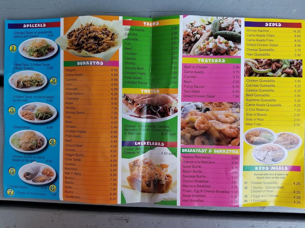 Menu at Super Oscar's Mexican Food restaurant, Lincoln City, NE Hwy 101