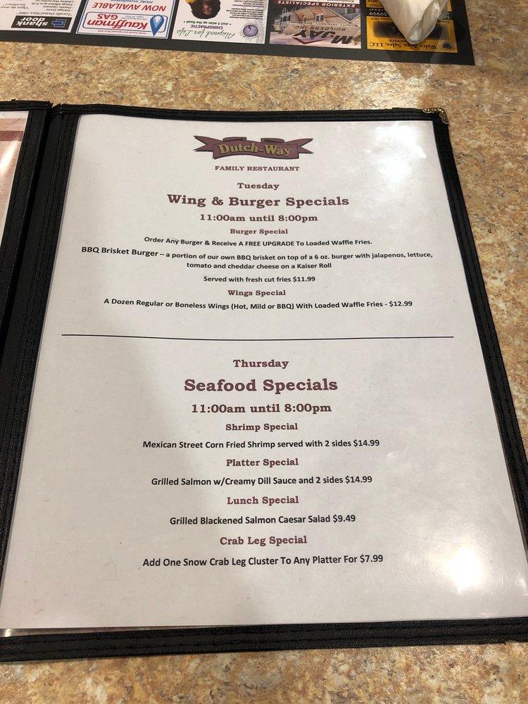 Menu at Dutch-Way Family Restaurant - Gap, Gap, 365 PA-41