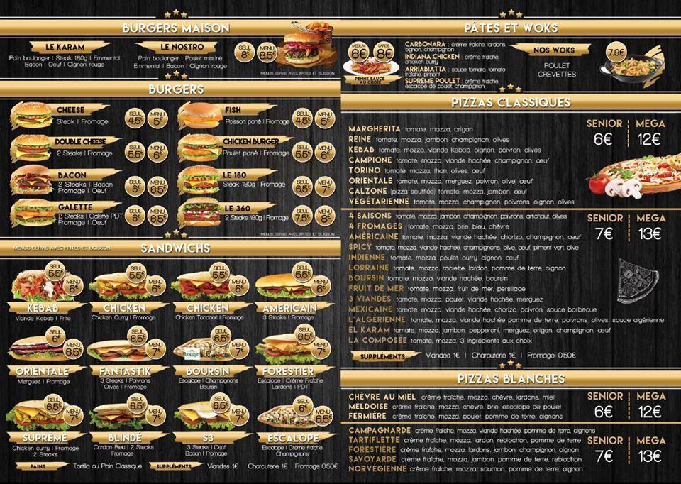Menu at El Karam cafe, Meaux
