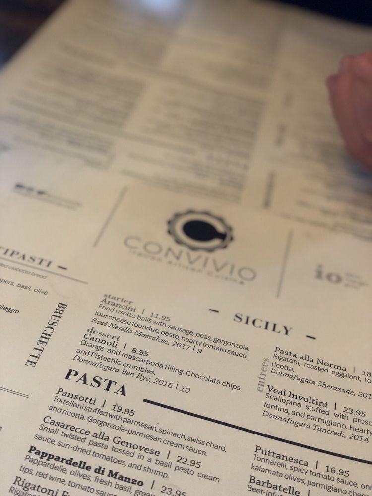Menu at Convivio Italian Artisan Cuisine - Zionsville restaurant ...