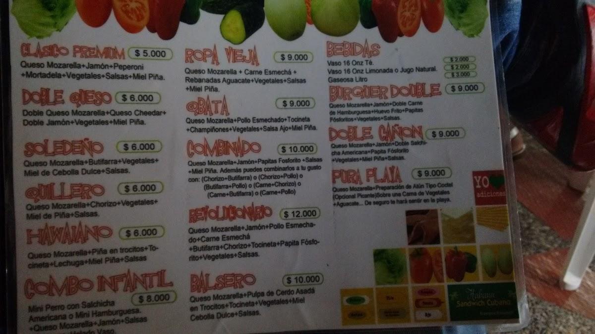 Menu at Habana restaurant, Barranquilla, Cra. 46 #6 sur 04