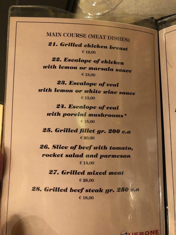 Menu da Nerone pizzeria, Roma, Via del Viminale