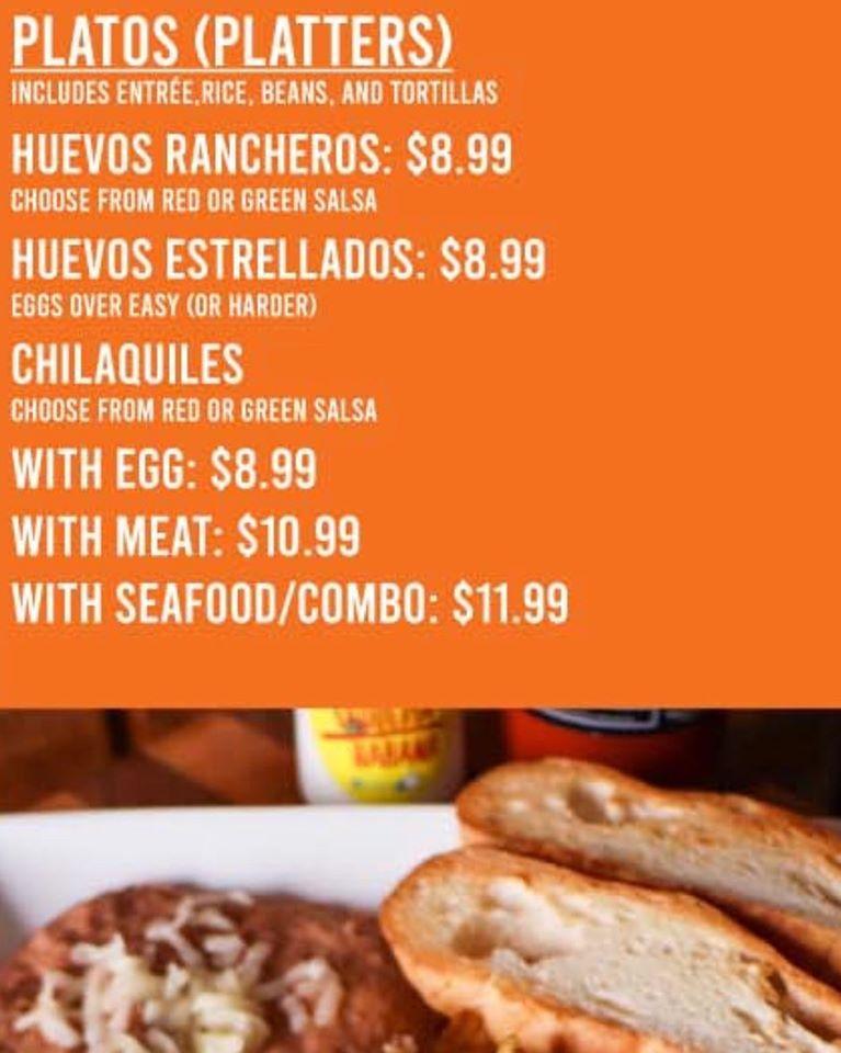 Menu at Taqueria Habana restaurant, Warrensburg