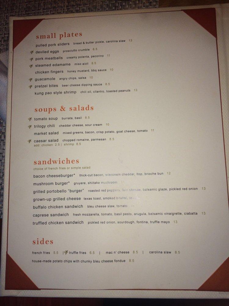 Menu at Trilogy Restaurant, Coconut Creek