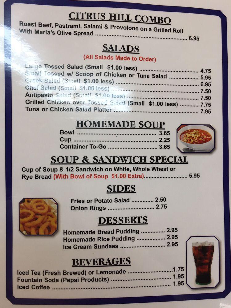 Menu at Jimmy T's restaurant, Hernando