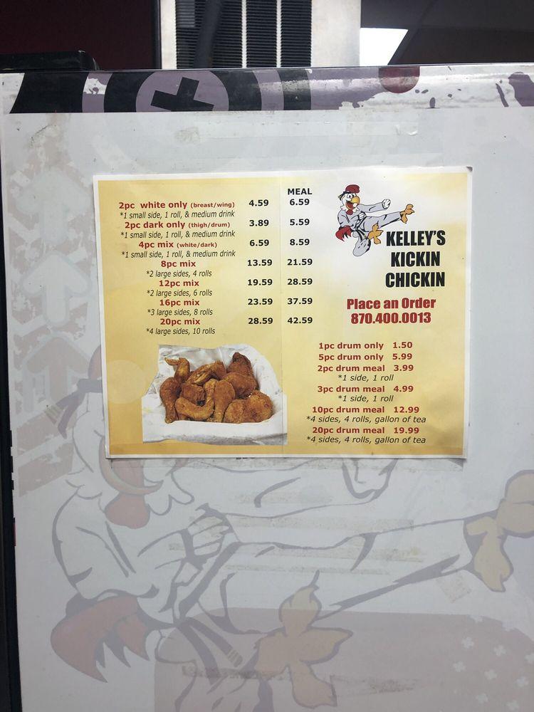 Menu at Kelley's Kickin Chicken restaurant, West Memphis