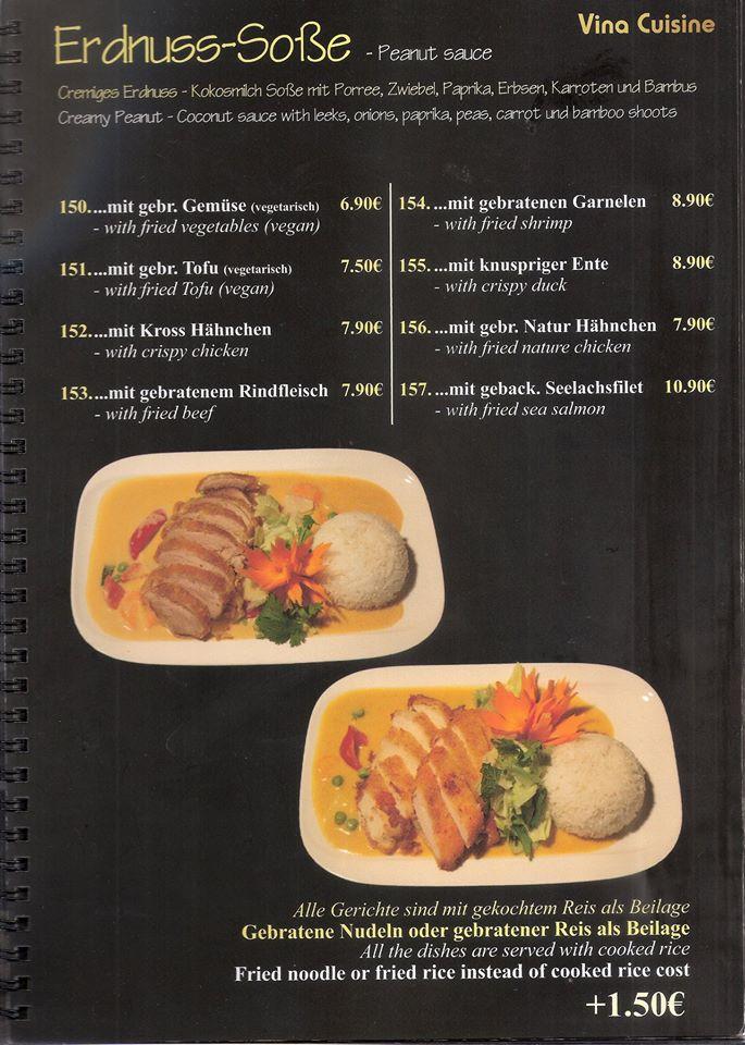 Menu at Vina Vietnam Cuisine restaurant, Weimar
