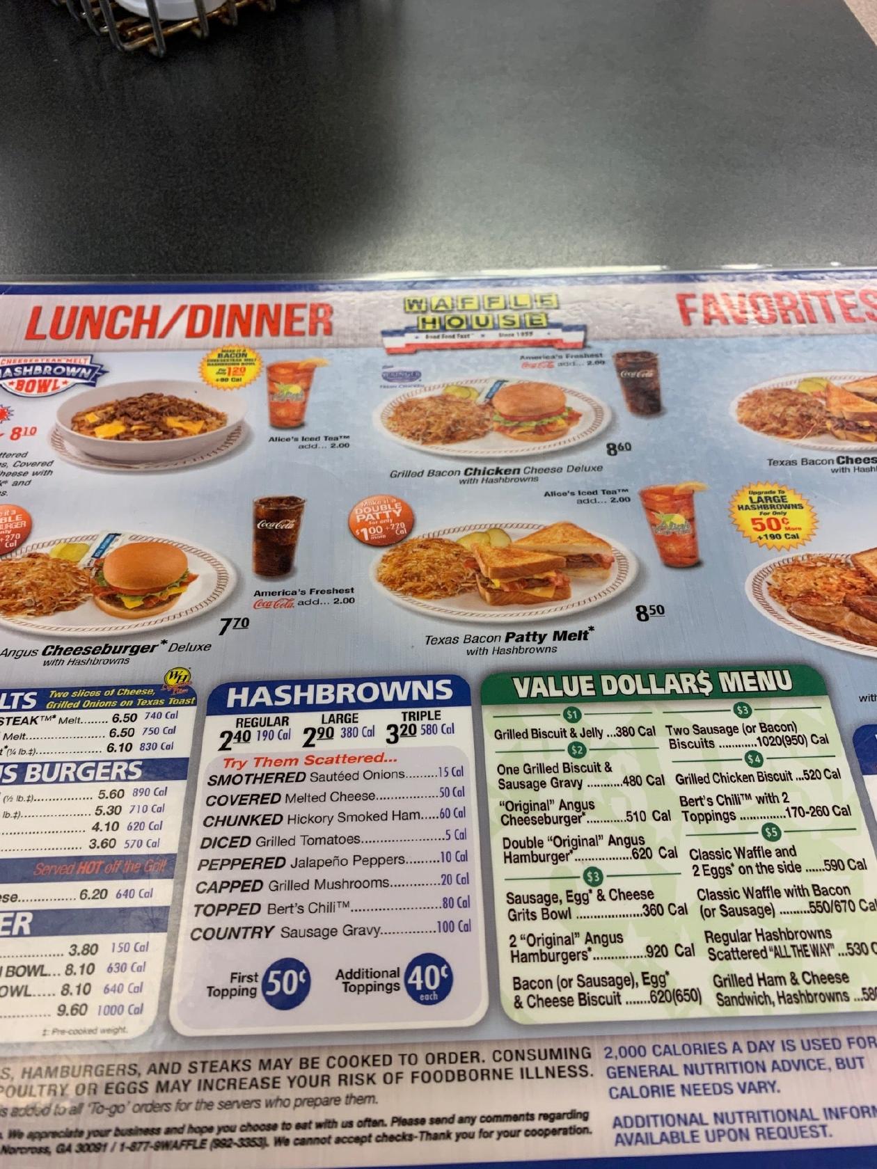 Waffle House Menu
