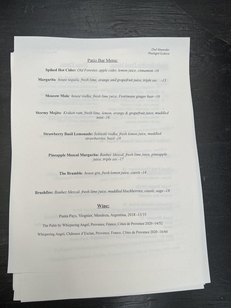 Menu at Early Terrible pub & bar, Woodstock