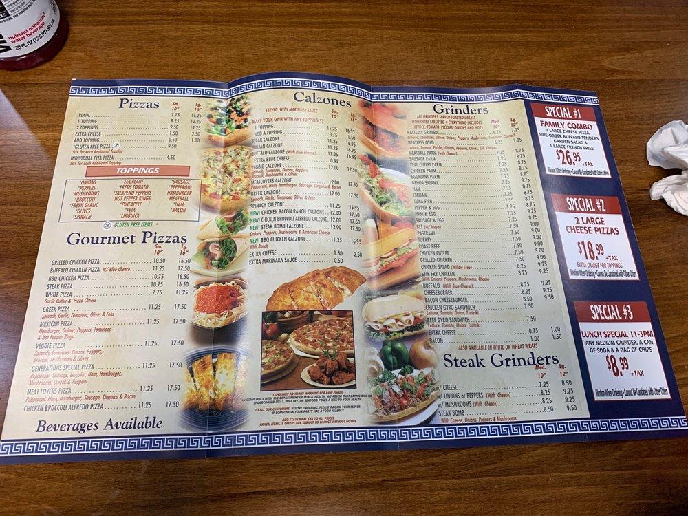 Menu at Generations Pizza pizzeria, Attleboro
