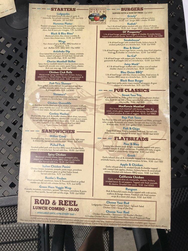Menu at MacKenzie River Pizza, Grill & Pub, Idaho Falls