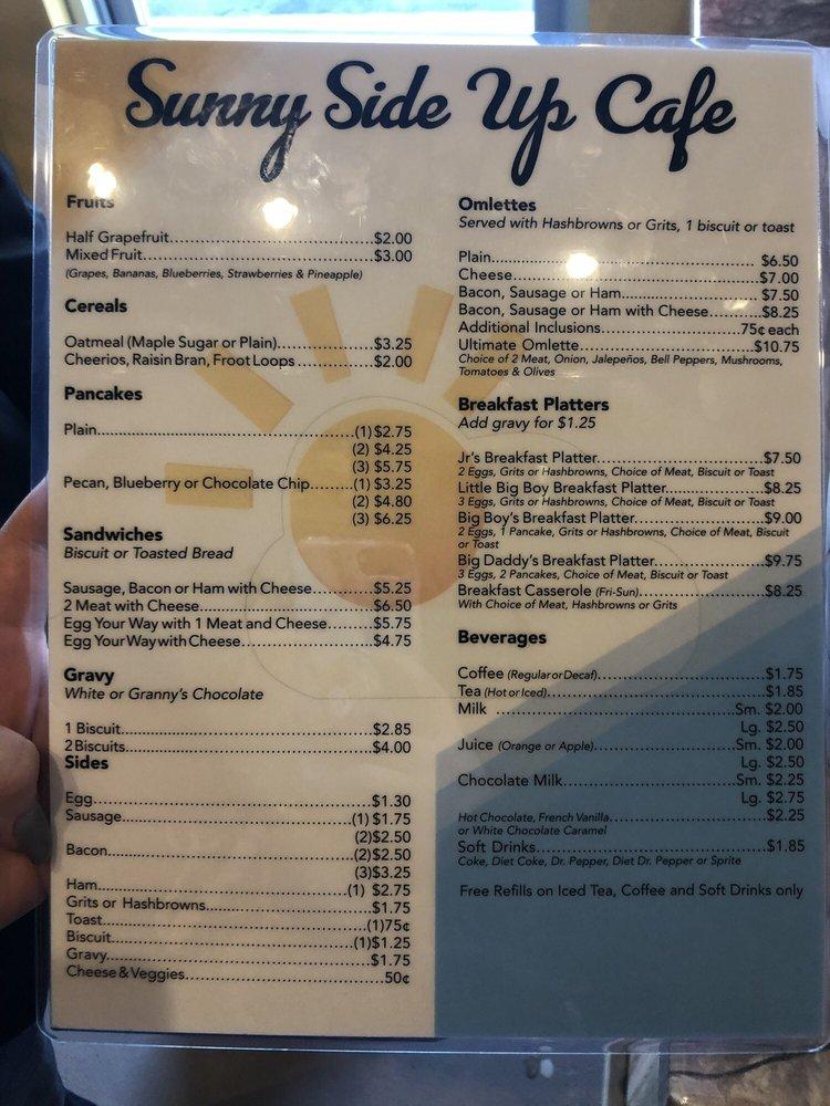 Menu at Sunny Side up Cafe, Sherwood, AR-107
