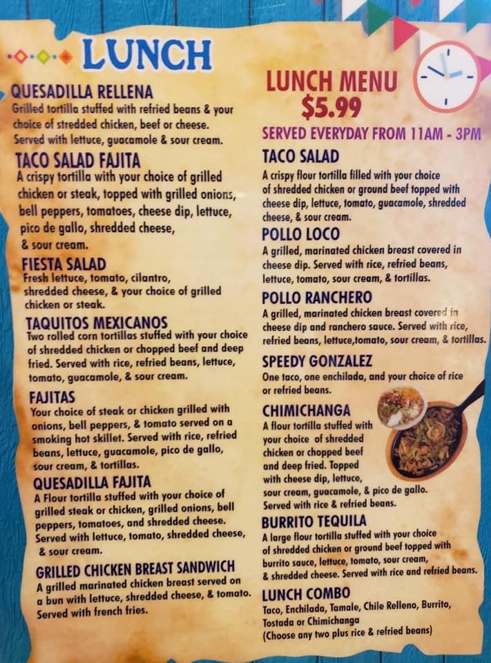 Menu at Tequila Mexican Restaurant, Saint Charles