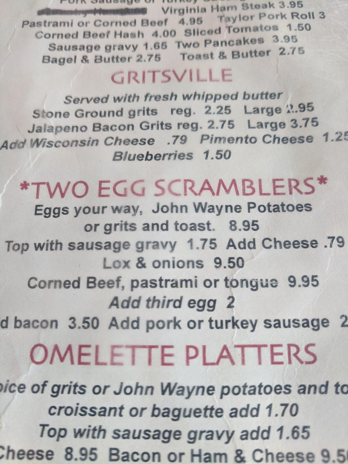 Menu at Charleston Bakery & Delicatessen, Summerville, Dorchester Rd