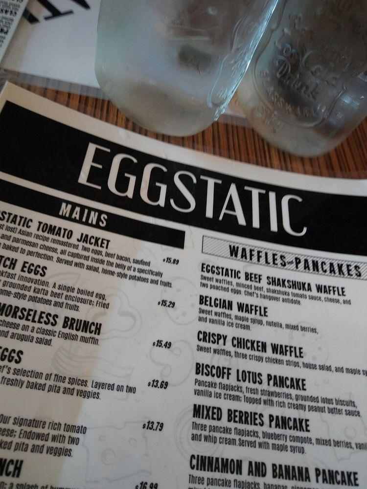 Menu at Eggstatic restaurant, Toronto