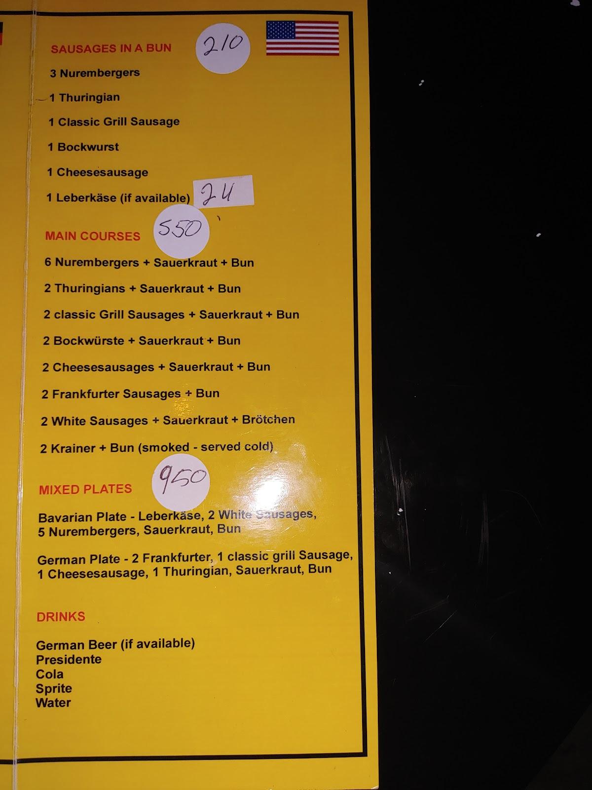 Menu at Little germany restaurant, Punta Cana
