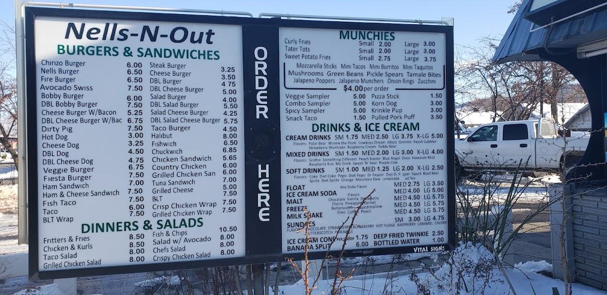 Menu at Nells-N-Out fast food, La Grande